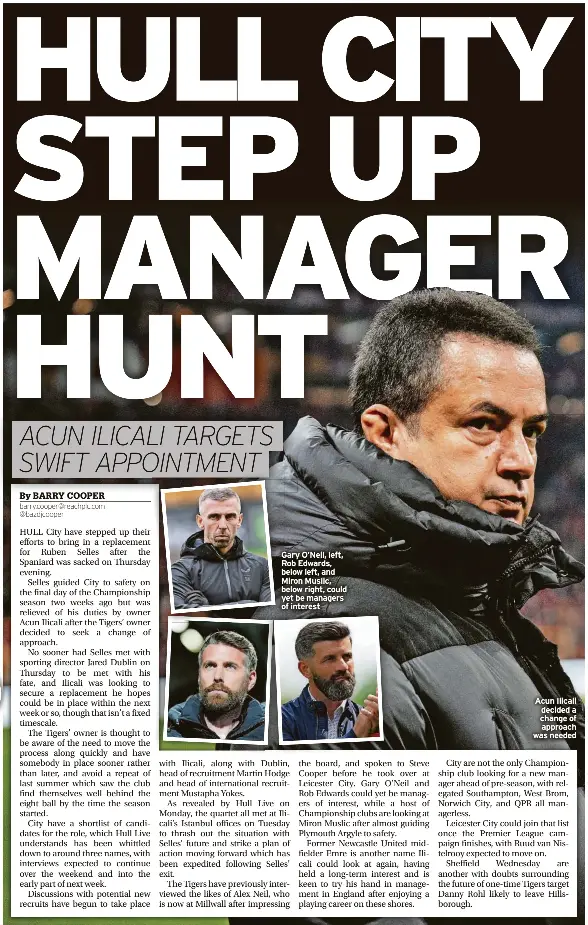 HULL CITY STEP UP MANAGER HUNT - PressReader