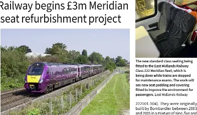 East Midlands Railway begins £3m Meridian standard class seat ...