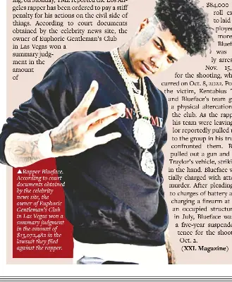 Blueface ordered to pay $13m for Las Vegas strip club shooting ...