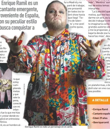 Enrique Ramil es un cantante emergente, provenient­e de España, con su ...