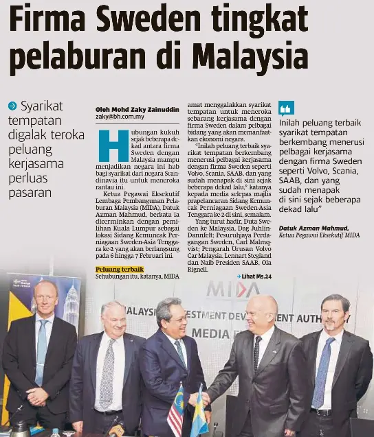 Firma Sweden tingkat pelaburan di Malaysia - PressReader
