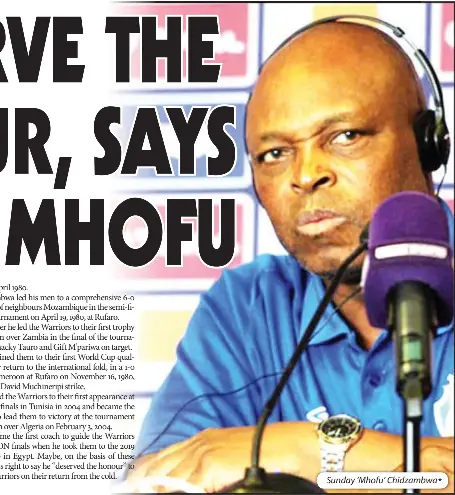 I DESERVE THE HONOUR, SAYS PROUD MHOFU - PressReader