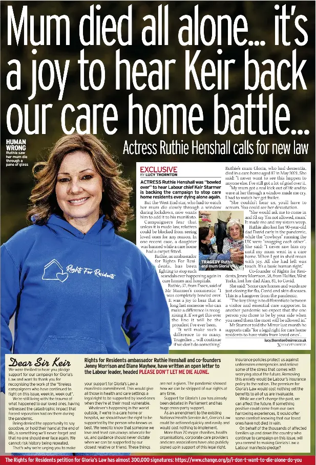 Mum died all alone... it’s a joy to hear Keir back our care home battle... - PressReader