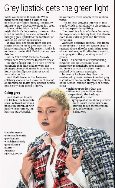 Grey lipstick gets the green light - PressReader
