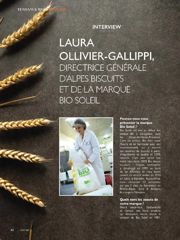 LAURA OLLIVIER-GALLIPPI, DIRECTRICE GÉNÉRALE D’ALPES BISCUITS ET DE LA MARQUE BIO SOLEIL ...