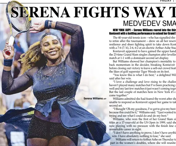 SERENA FIGHTS WAY TO ROUND 3 - PressReader