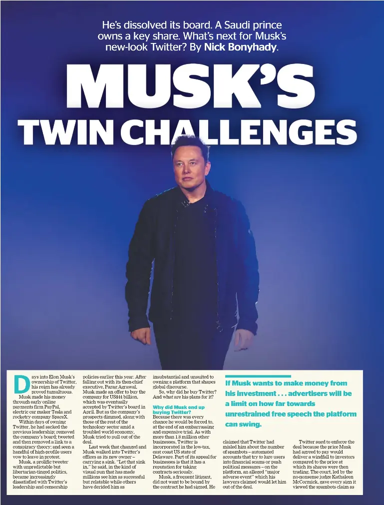 MUSK'S TWIN CHALLENGES - PressReader