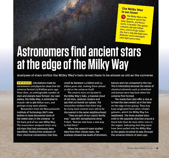 Astronomer­s find ancient stars at the edge of the Milky Way - PressReader