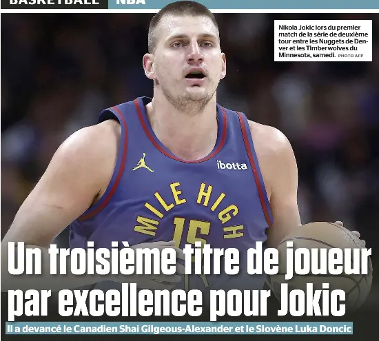 Un troisième titre de joueur par excellence pour Jokic - PressReader
