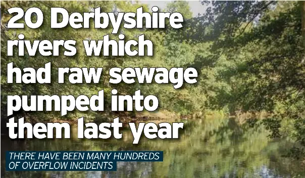 20 Derbyshire rivers which had raw sewage pumped into them last year ...