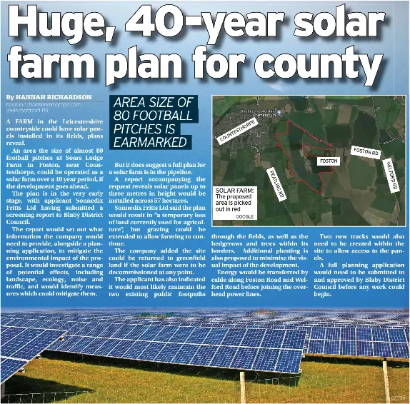 Huge, 40-year solar farm plan for county - PressReader