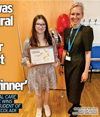 ‘Grace was the natural choice to be our very first student award winner ...