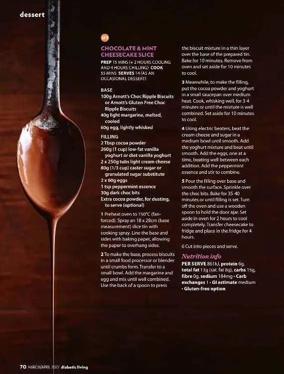 CHOCOLATE & MINT CHEESECAKE SLICE Cook’s Tip - PressReader