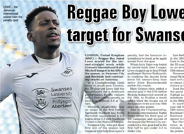 Reggae Boy Lowe on target for Swansea - PressReader
