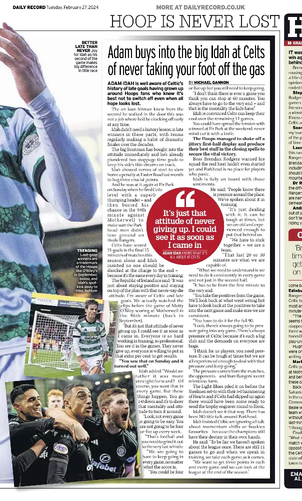 It wasn’t pretty but Celtic found a way to win against Motherwell and remain right behind ...