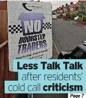 Less Talk Talk after residents’ cold call criticism - PressReader