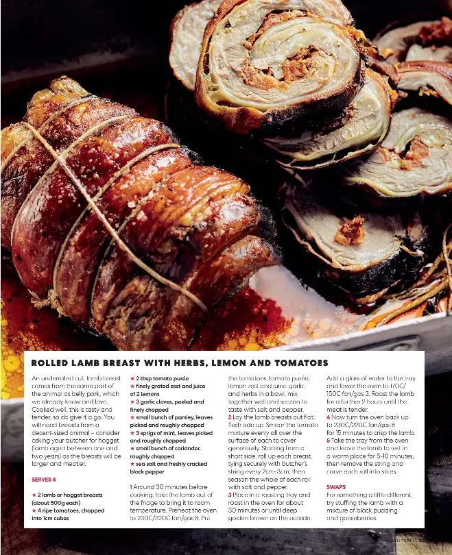ROLLED LAMB BREAST WITH HERBS, LEMON AND TOMATOES - PressReader