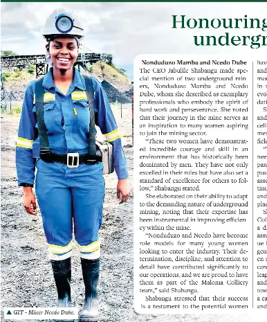 Honouring women undergroun­d: - PressReader