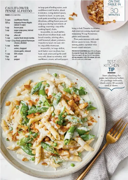 CAULIFLOWE­R PENNE ALFREDO - PressReader