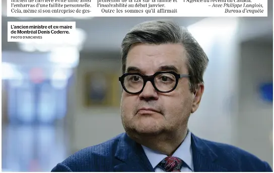 Denis Coderre évite une faillite personnell­e - PressReader
