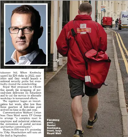 Royal Mail sold to Czech billionair­e ‘Sphinx’ for £3.5bn - PressReader