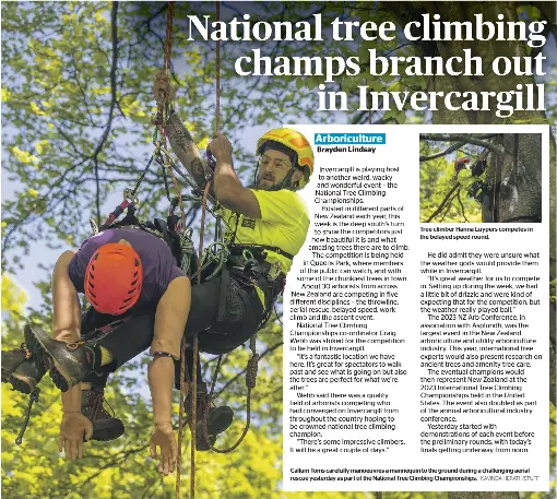 National tree climbing champs branch out in Invercargi­ll - PressReader
