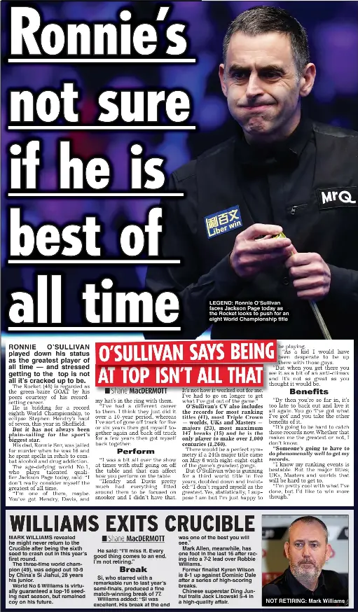 Ronnie’s not sure if he is best of all time - PressReader