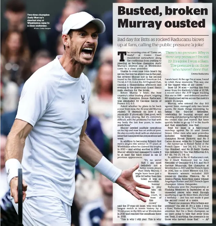 Busted, broken Murray ousted - PressReader