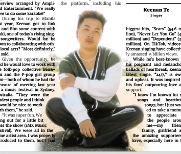 Aussie artist Keenan Te hopes to work with Bini, Ben&Ben - PressReader
