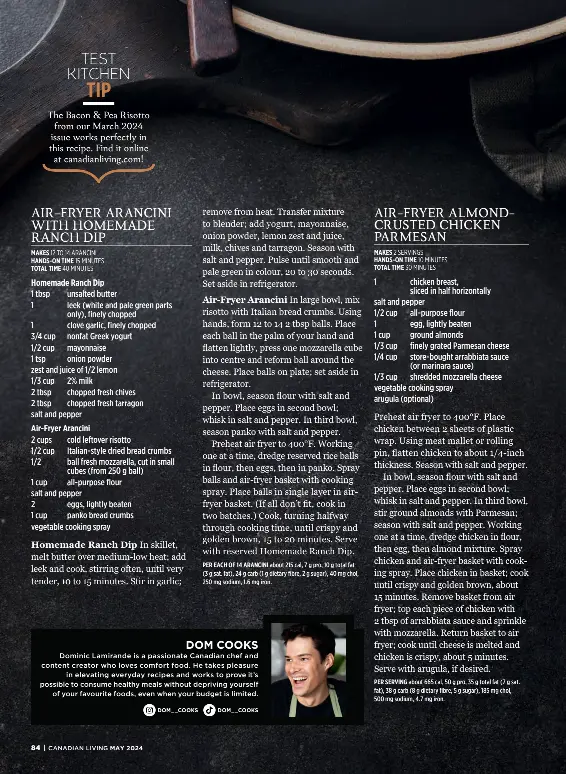 AIR-FRYER ARANCINI WITH HOMEMADE RANCH DIP - PressReader