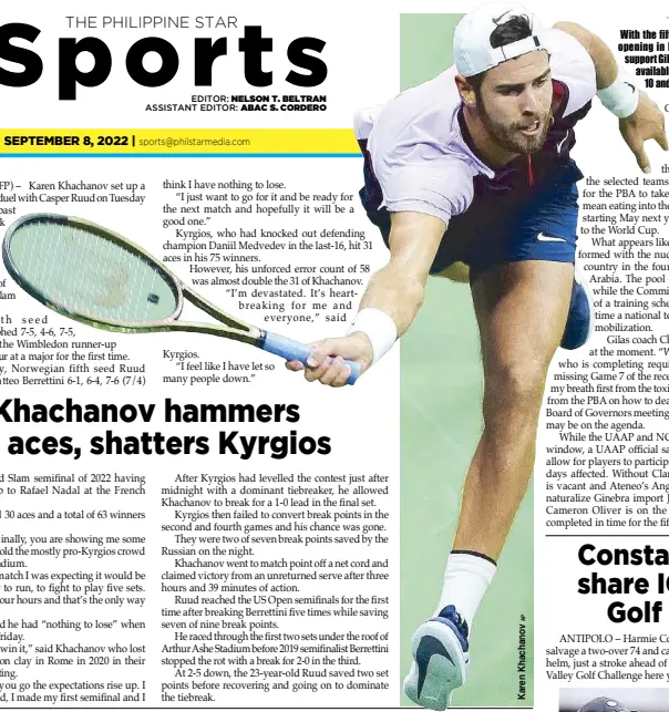 Khachanov hammers 30 aces, shatters Kyrgios - PressReader