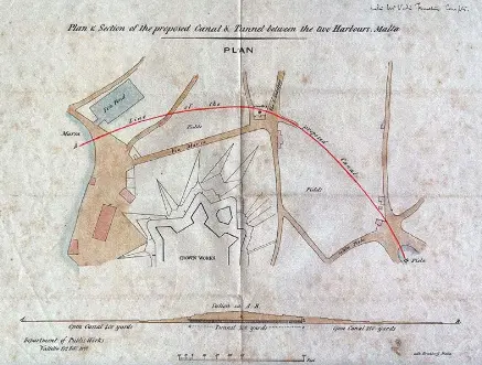The canal/tunnel proposals connecting the Grand Harbour and Marsamxett ...