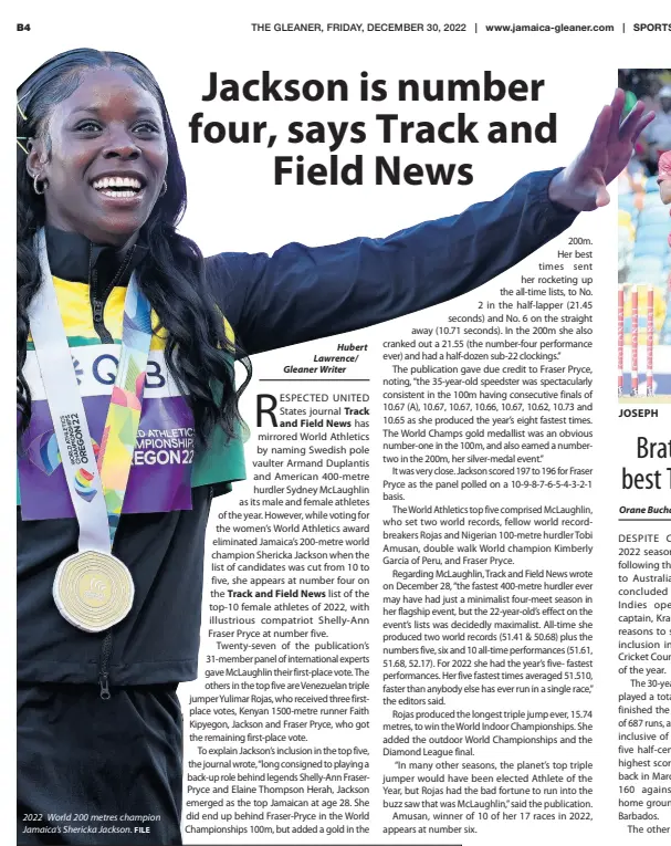 Jackson is number four, says Track and Field News - PressReader