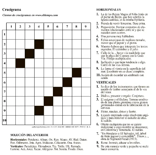 Crucigrama - El Tiempo (Bogotá) (2023-01-06)