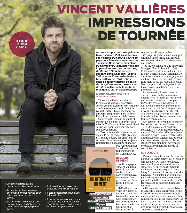 VINCENT VALLIÈRES IMPRESSION­S DE TOURNÉE - PressReader