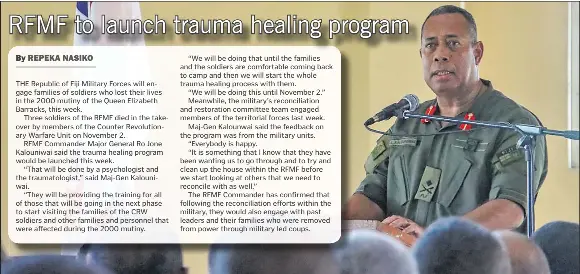 RFMF to launch trauma healing program - PressReader