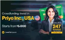 Priyo Inc seeks crowdfundi­ng from 247 investors to expand Priyo Pay, boost fintech - PressReader