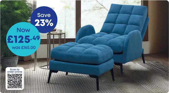 RECLINING VELVET ARMCHAIR WITH FOOTSTOOL - PressReader