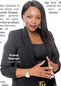 Gospel sensation Pulane Maphari stripped of her Sama win - PressReader