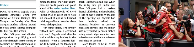 Francesco Bagnaia wins Americas MotoGP after Marc Márquez crash - PressReader