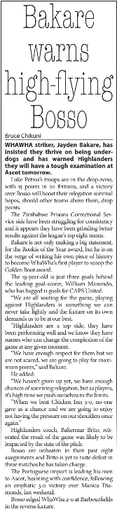 Bakare warns high-flying Bosso - PressReader