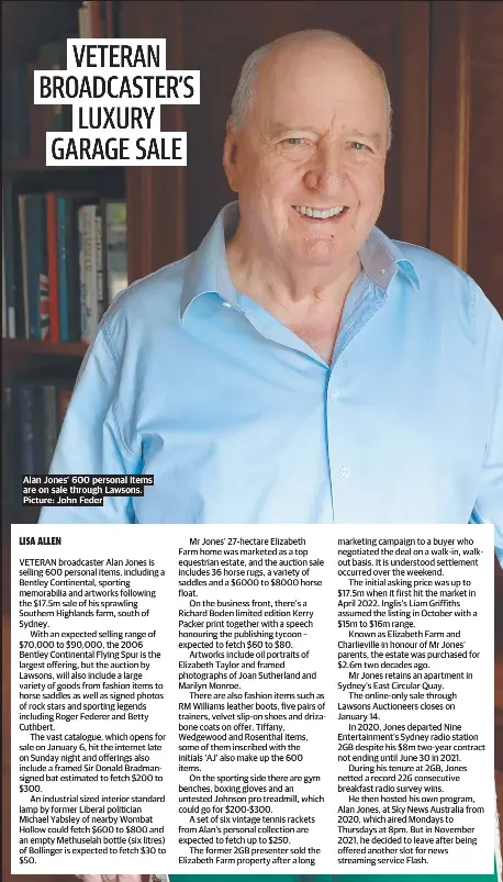 VETERAN BROADCASTE­R’S LUXURY GARAGE SALE - PressReader