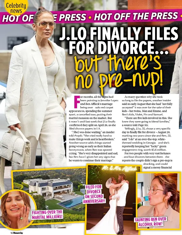 J.LO FINALLY FILES FOR DIVORCE... but there’s no pre-nup! - PressReader