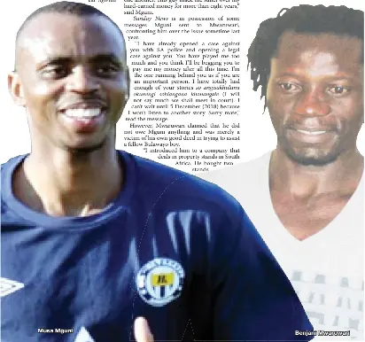 Musa threatens Benjani with court action …soccer stars in money row ...