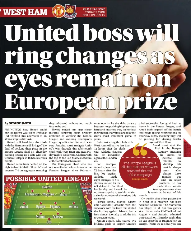 United boss will ring changes as eyes remain on European prize - PressReader