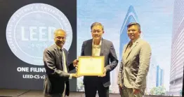 One Filinvest receives LEED Gold certificat­ion for environmen­tally responsibl­e design ...