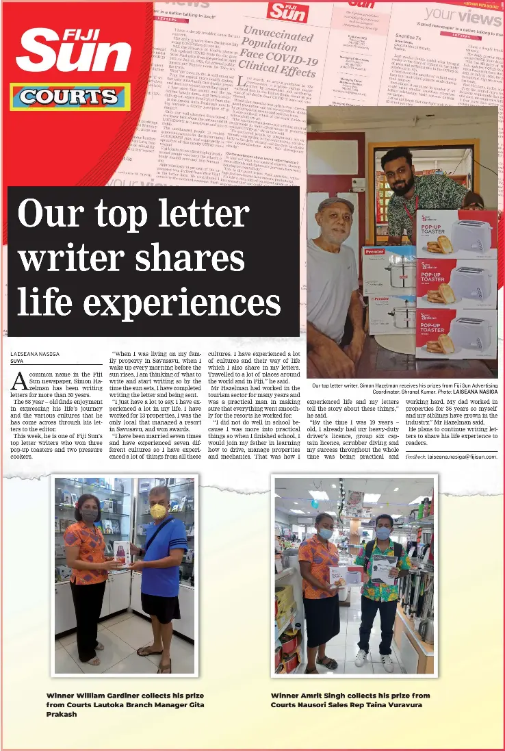 Our top letter writer shares life experience­s - PressReader