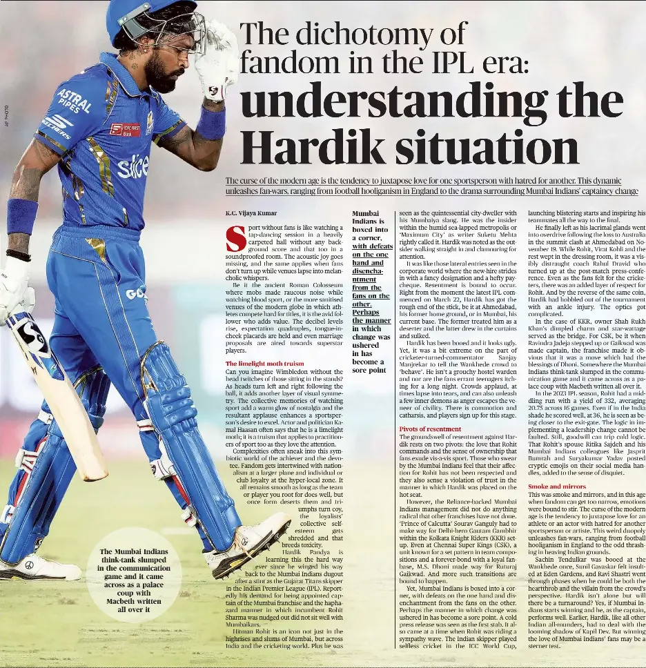 The dichotomy of fandom in the IPL era: understand­ing the Hardik situation - PressReader