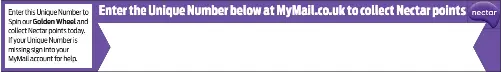 Enter the Unique Number below at MyMail.co.uk to collect Nectar points ...