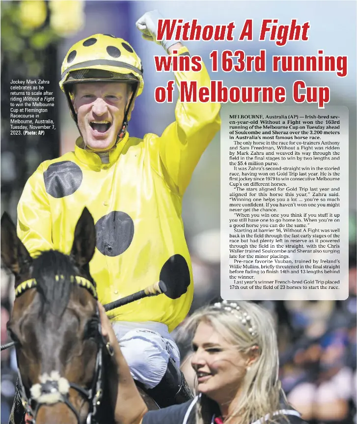 Without A Fight wins 163rd running of Melbourne Cup - PressReader